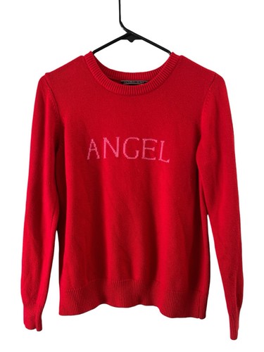 Victorias Secret Sweater Womens Large Red Cashmere Blend Angel Pullover ...