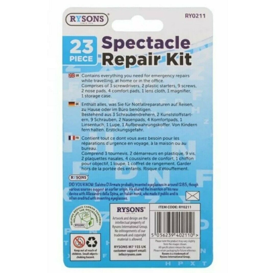 23 PCs Glasses Repair kit Spectacle/Eye Repair Kit 3 Screw Drivers ...