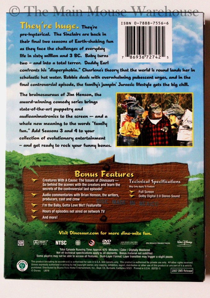 Sinclair Family Dinosaurs TV Show Seasons 3 & 4 on DVD Jim Henson ...