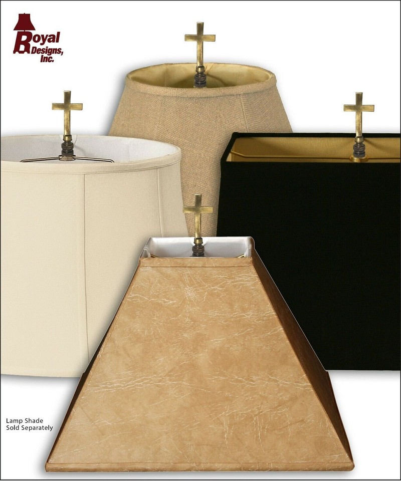 Royal Designs Lamp Finial Medium Simple Cross Christian Decor Antique ...