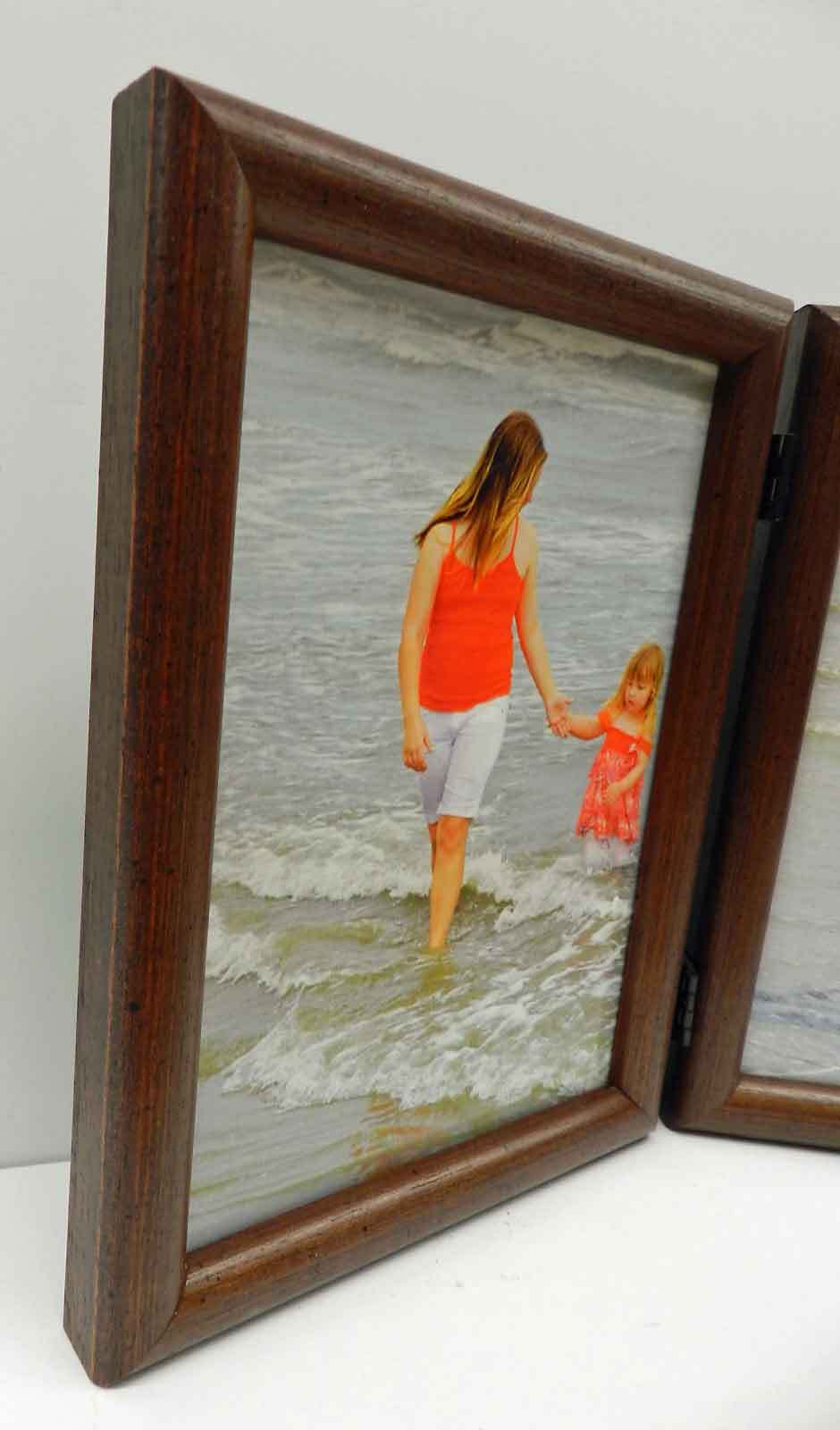 3.5x5 4x5 4x6 5x7 Cherry Finish Double Hinged Vertical Wood Picture ...