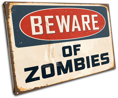 Poster Beware Zombies Humour SINGLE TOILE murale ART Photo Print | eBay