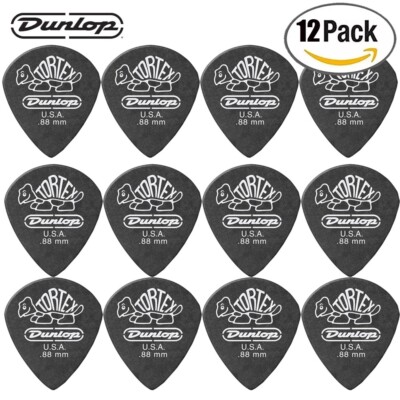12-PACK Dunlop 482P.88 Tortex Pitch Black Jazz III Guitar Picks, 0.88mm ...