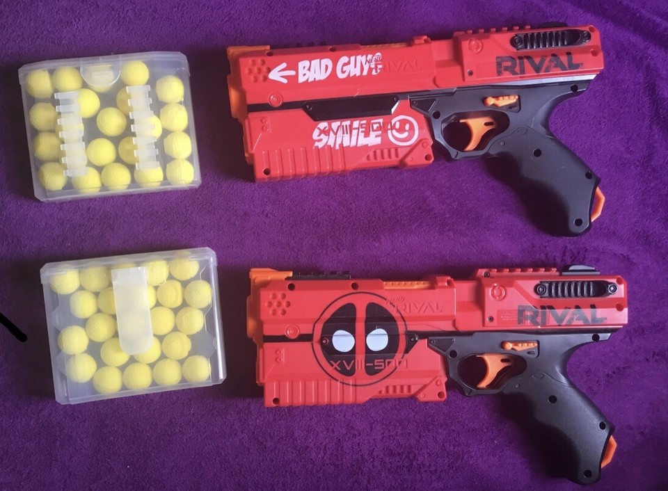 NERF Rival Deadpool Kronos XVIII-500 Pistol LOT Of 2 Marvel TESTED ...