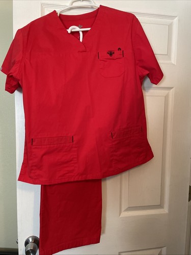 Med Couture E-Z Flex Red Scrub Set Woman’s L Used | eBay