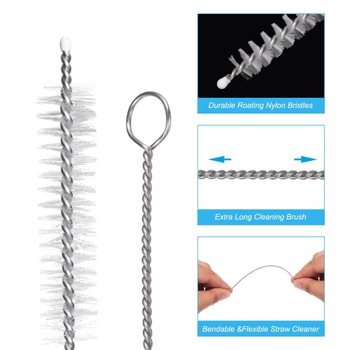 39inch Extra Long Tube Pipe Cleaner, 4Pcs Flexible Cleaning Straw Brush ...