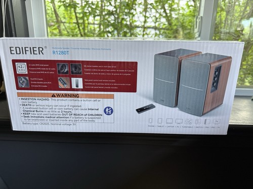 Edifier R1280T Powered Bookshelf Speakers - Wood Finish - Open Box | eBay