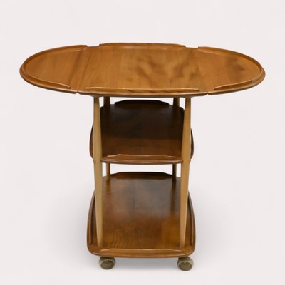 Ercol 3 Tier Serving Table Trolley Drop Leaf Light Finish FREE UK ...