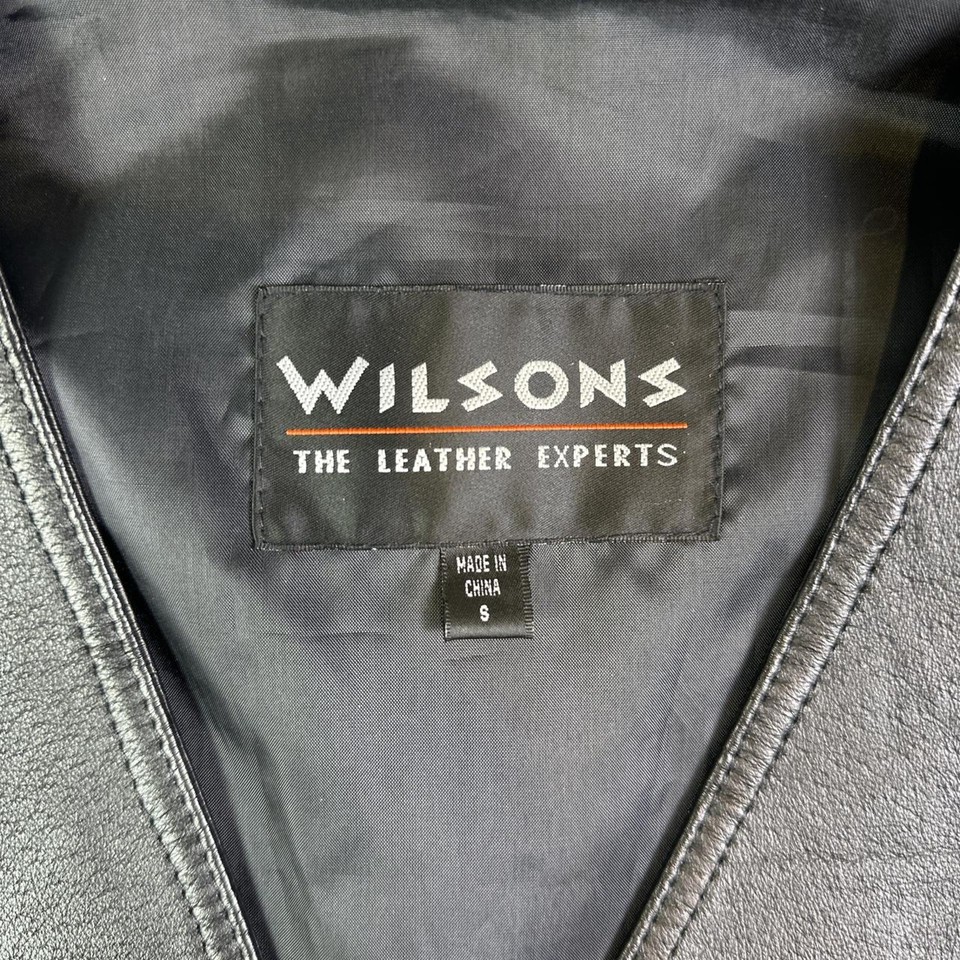 Wilson’s The Leather Experts Black Button-up Leather Vest Size Small | eBay