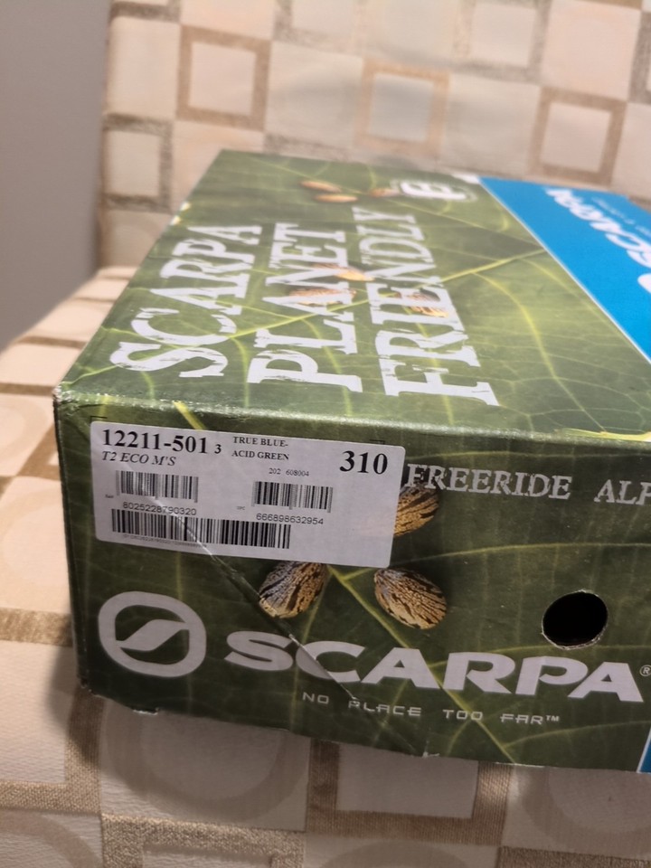 Scarpa T2 Eco Men's Telemark Ski Boots, True Blue/Acid Green, Mondo 31 ...