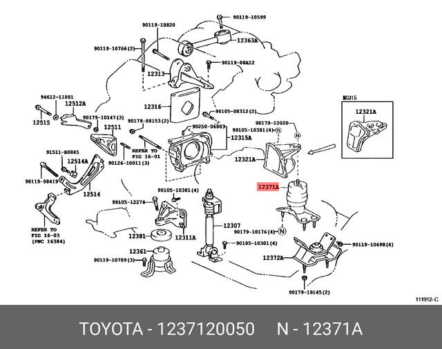 Genuine OE engine mounting 1237120050 for TOYOTA 12371-20050 online ...