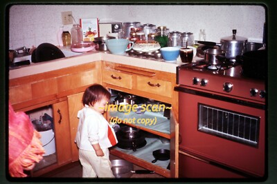 Someone in a Kitchen w/ Stove & Dishes in 1968, Ektachrome Slide k13a ...
