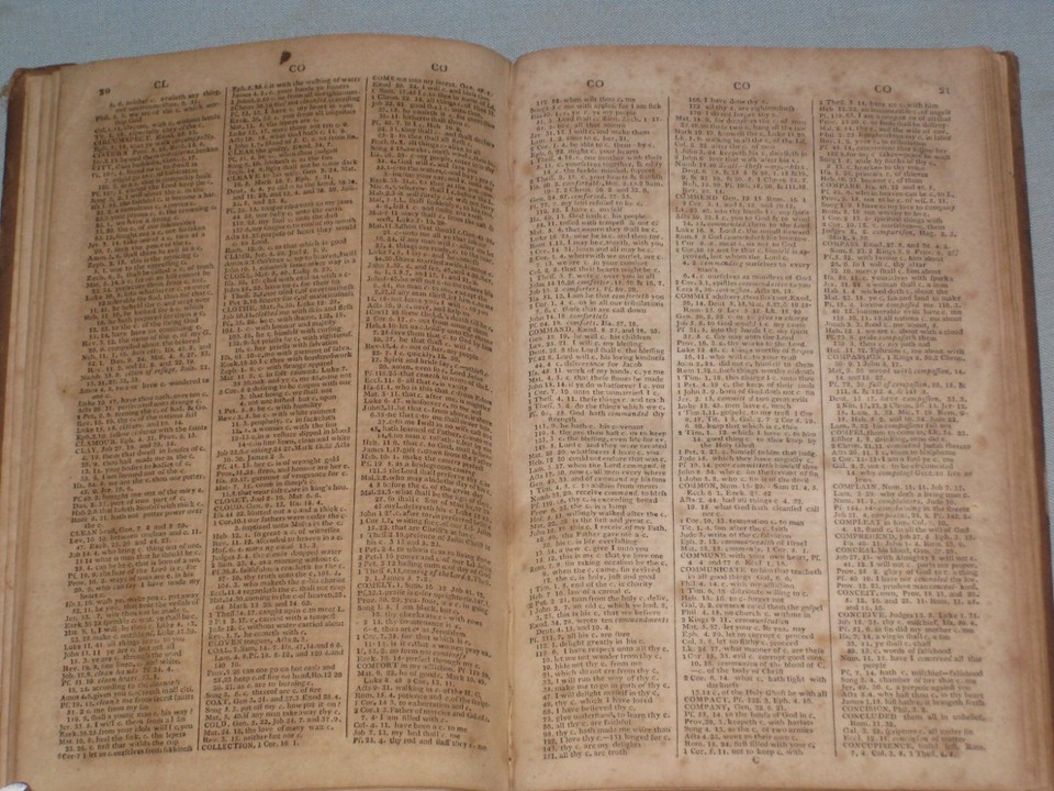 1812 BOOK CONCORDANCE TO THE HOLY SCRIPTURES OF THE OLD & NEW ...