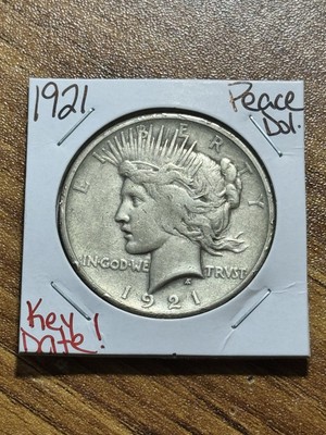 1921 P Peace Silver Dollar Nice High Relief Key Date Coin (Raw14313) DO ...