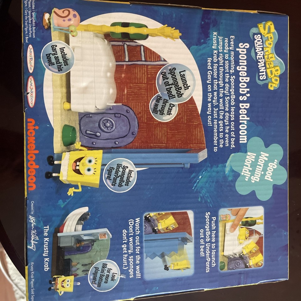SpongeBob's Bedroom with Spongebob and Gary Figures RARE Toy Playset ...