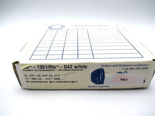 Restek 16085-126 Rtx-1301 30m 0.53mm 3µ (G43) with 5m Integra-Guard ...