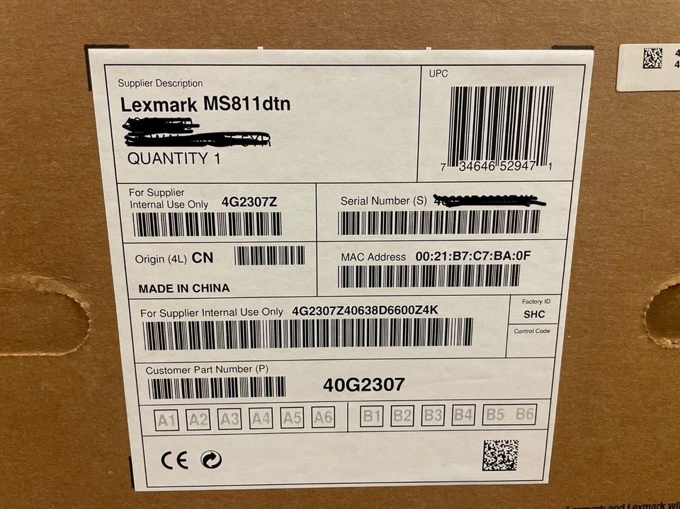 New Lexmark MS811DN MS811 MS810 Duplex Network LaserJet Laser Printer ...
