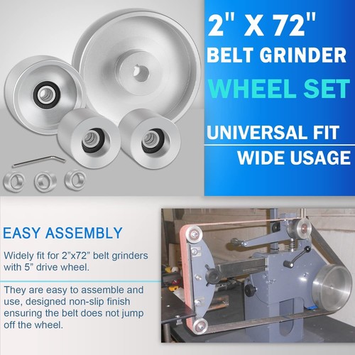 Belt Knife Grinder 2"x72" Wheel Set 4" Drive 5/8" Bore 3" Track 2 ...