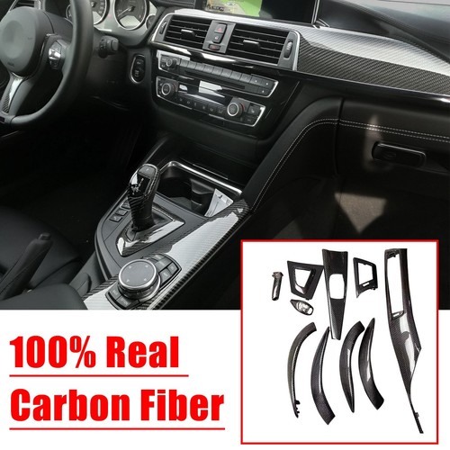 10 Pcs Real Carbon Fiber Interior Trim Kit For BMW F30 F32 3GT F34 2013 ...