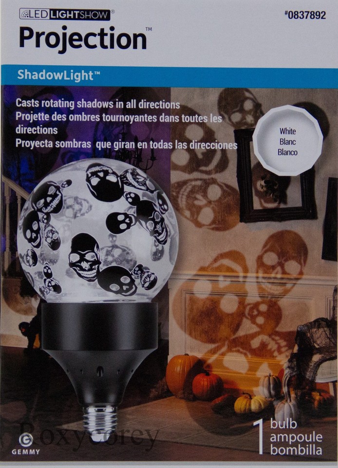 Gemmy Halloween LED Lightshow White ShadowLight Skull Projection Light ...