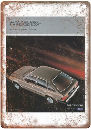 1982 Ford Escort Vintage Automobile Advertising Retro Look Metal Sign ...