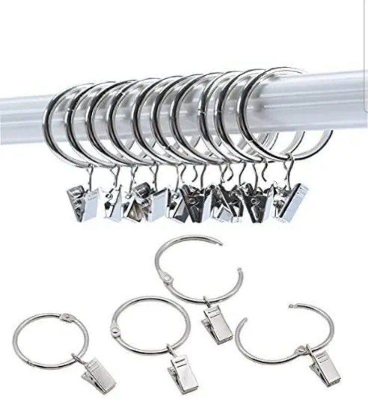 Kclongvs 40 Pack Openable Metal Clip Rings Hangers For Drapery Curtains ...
