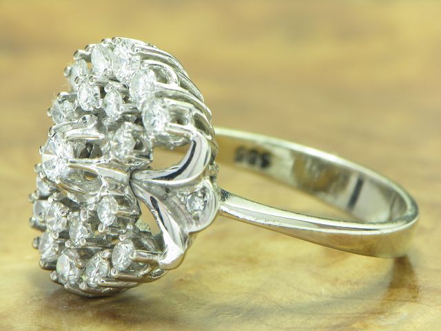 14kt 585 Oro Bianco Anello Con 0,75ct Brillante Ricoperto/Diamante/4,2g ...