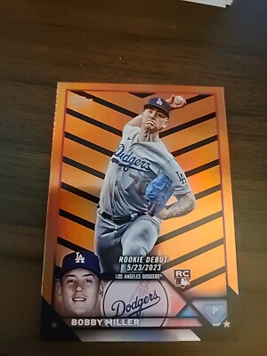 2023 Topps Update Bobby Miller Rookie Debut #US40 Orange and Black Foil ...