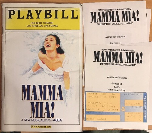MAMMA MIA! Shubert Theatre Program March 10, 2001, Ticket Stub Inside ...