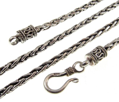 2.5MM Handmade Solid 925 Sterling Silver Balinese WHEAT Link Chain ...
