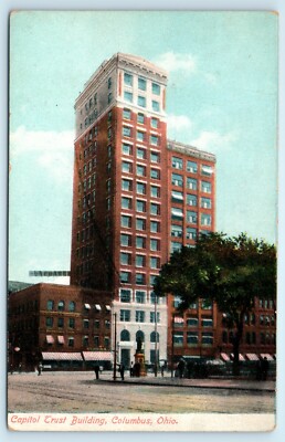 POSTCARD Capitol Trust Building Columbus Ohio Statue Awnings | eBay