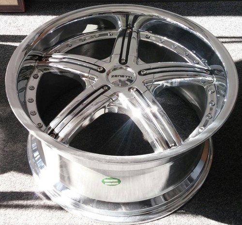 (single) 20x10 Zenetti Legacy Chrome w/Black Inserts 5x114/115 ? +35mm ...