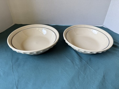 2 Preowned Small Grandma Bonnie’s 6 Inch Pie Plates Blue Trim Beautiful ...