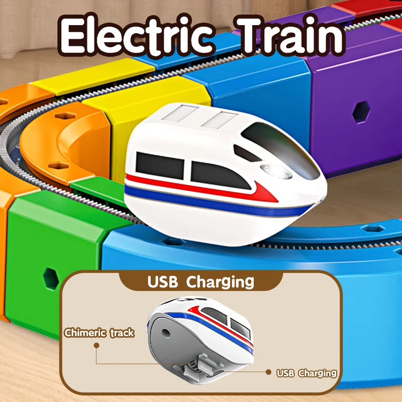 DIY Assembly Magic Track Train Building Block Multiple Shapes Kids STEM ...