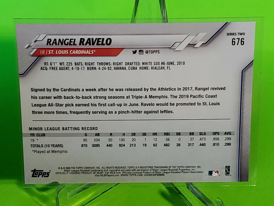 Rangel Ravelo 2020 Topps Sereis 2 Base #676 RC Cardinals Card | eBay