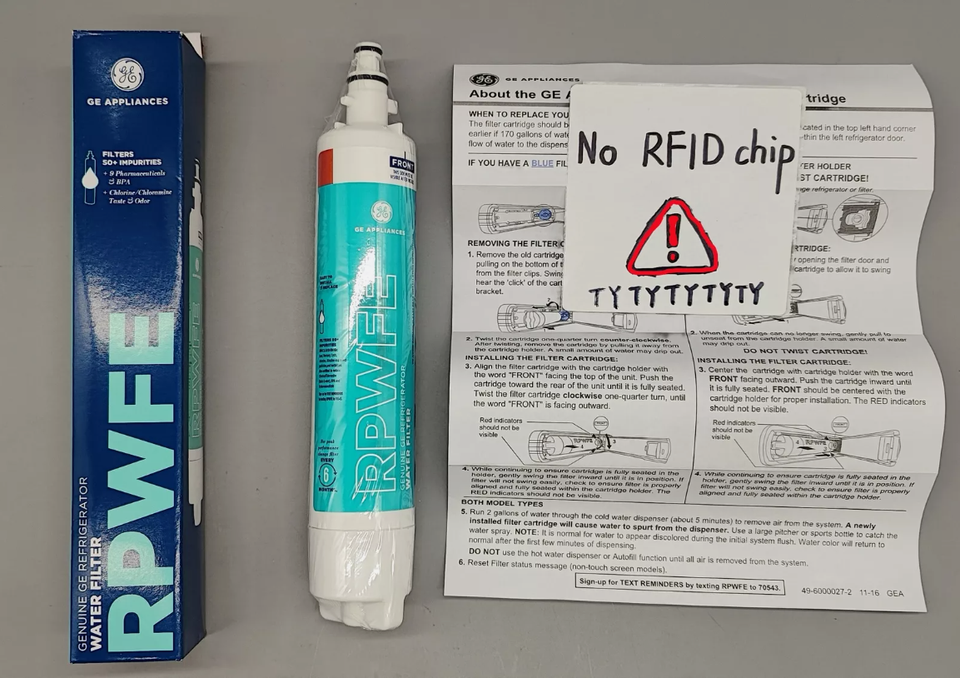 2-PC GE RPWFE Refrigerator Water Filter 2-Pack Household Fridge Filter ...