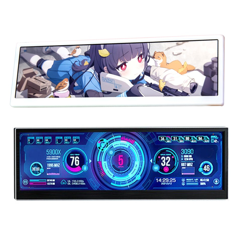 12.6" For PC Case DIY Hyte Y60 Aida64 CPU GPU LCD Monitor NV126B5M | eBay