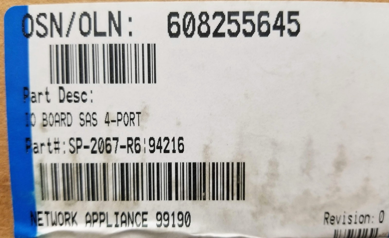 NETAPP SP-2067-R6 IO BOARD SAS 4-PORT NETWORK APPLIANCE NEW SURPLUS | eBay