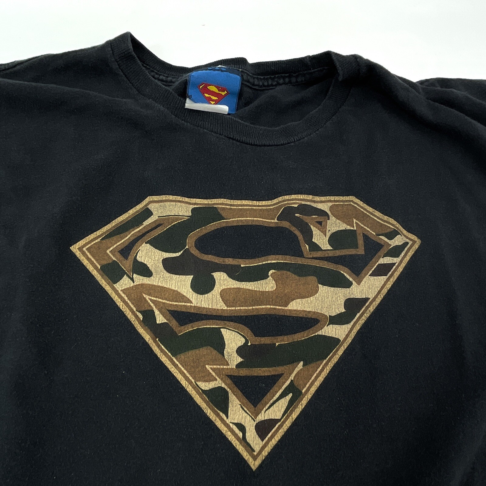 DC Superman Symbol Camouflage Army Logo Camo Black T-… - Gem
