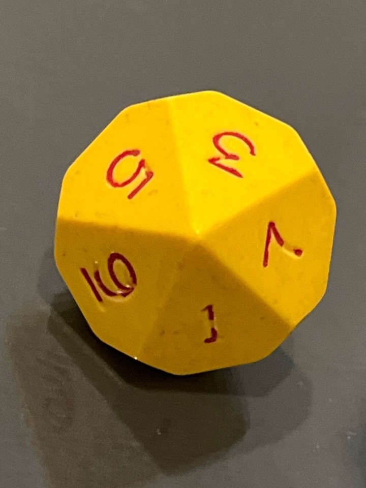 Vintage Gamescience opaque yellow w/ red d10 rpg ad&d dice 022423aB@ | eBay