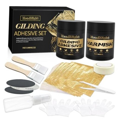 Gold Leaf Gilding Adhesive Set, 100ml Water Based Glue and 100ml ...