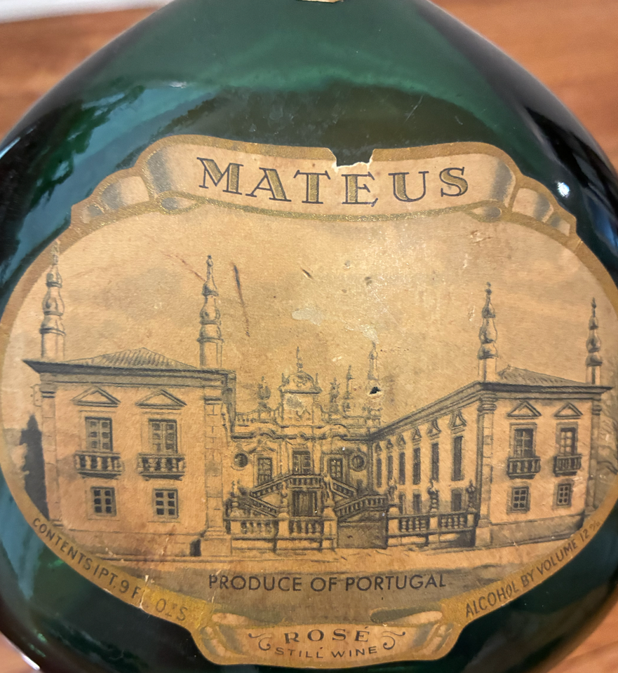 Vintage Mateus Rose Still Wine Green Bottle w/ Villa Image, Sogrape of Portugal | eBay