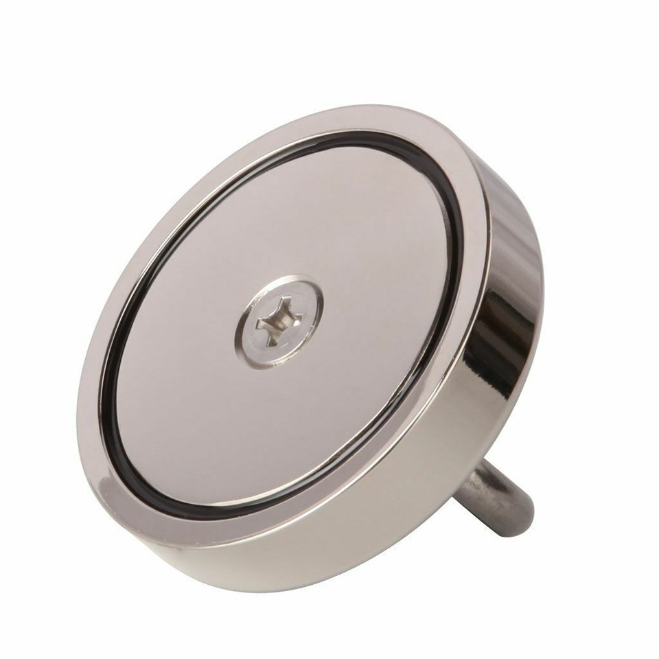 400LBS Neodymium Fishing Magnet Pulling Force Super Strong Round Rare ...
