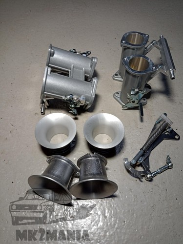 NEW 45 MM DCOE THROTTLE BODY KIT TRUMPETS LINKAGE ITB WEBER BODIES ...