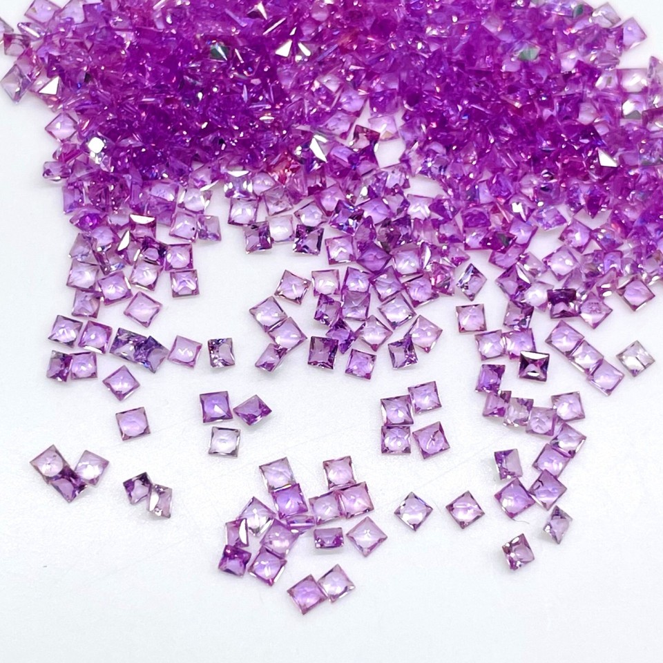 25 Pcs Natural Pink Sapphire 1.7mm Square Cut Loose Gemstones Lot Sri ...