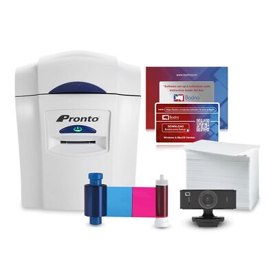 Bodno Magicard Pronto ID Card Printer & Complete Supplies Package ID ...
