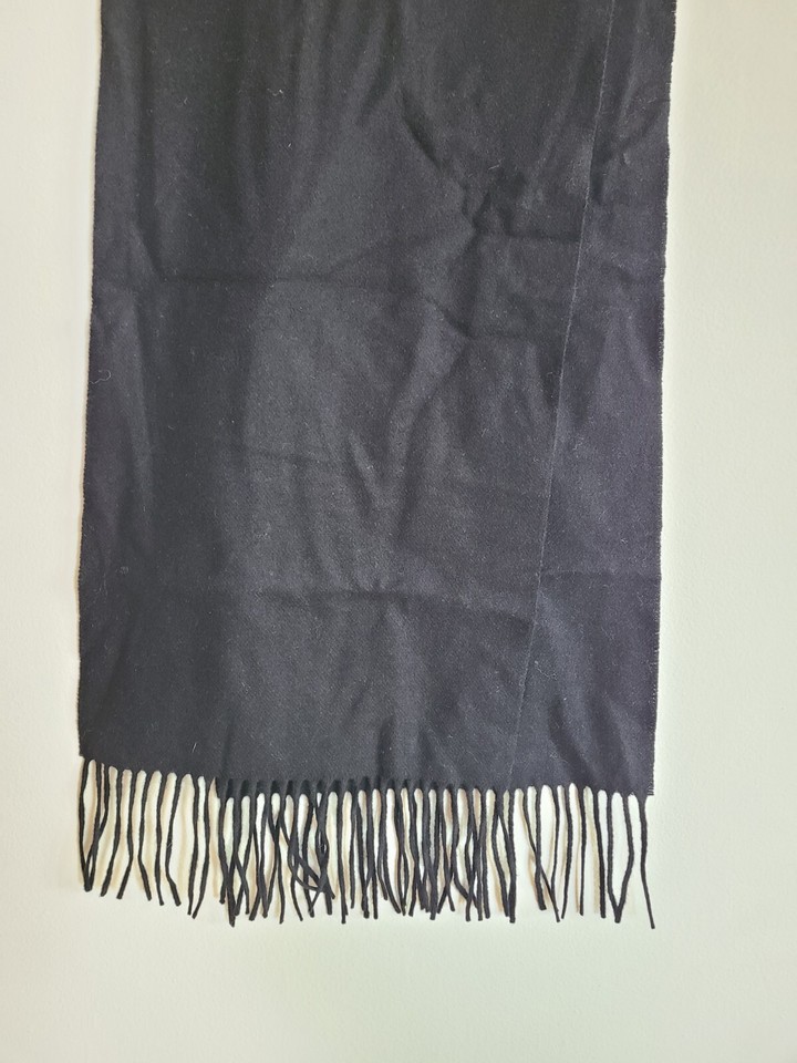 MOSCHINO 100% Wool Scarf Black Fringes Logo | eBay