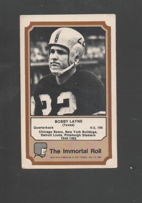 1974 FLEER HALL OF FAME IMMORTALS FOOTBALL CARD-Bobby Layne-Detroit ...