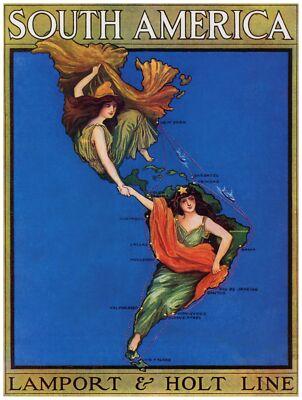9662.South america.lamport & holt line.hands held.POSTER.decor Home ...