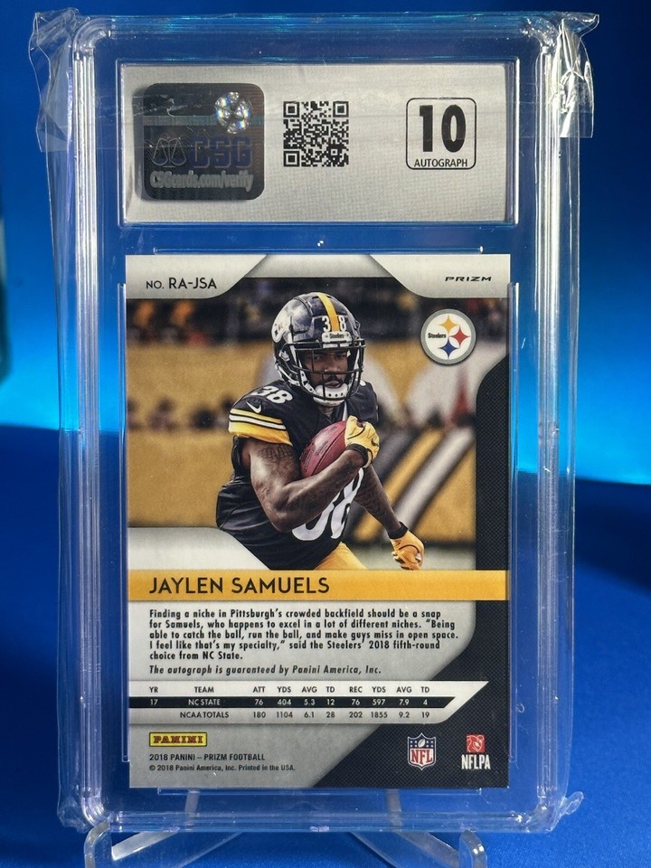2018 Prizm Rookie Autographs Jaylen Samuels #RA-JSA Blue Laser Prizm ...